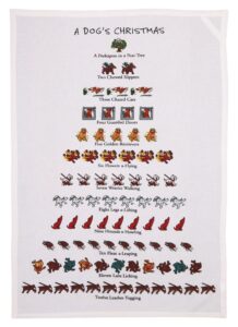 twelve days of dog lovers christmas flour sack kitchen dish towel - 18 x 26