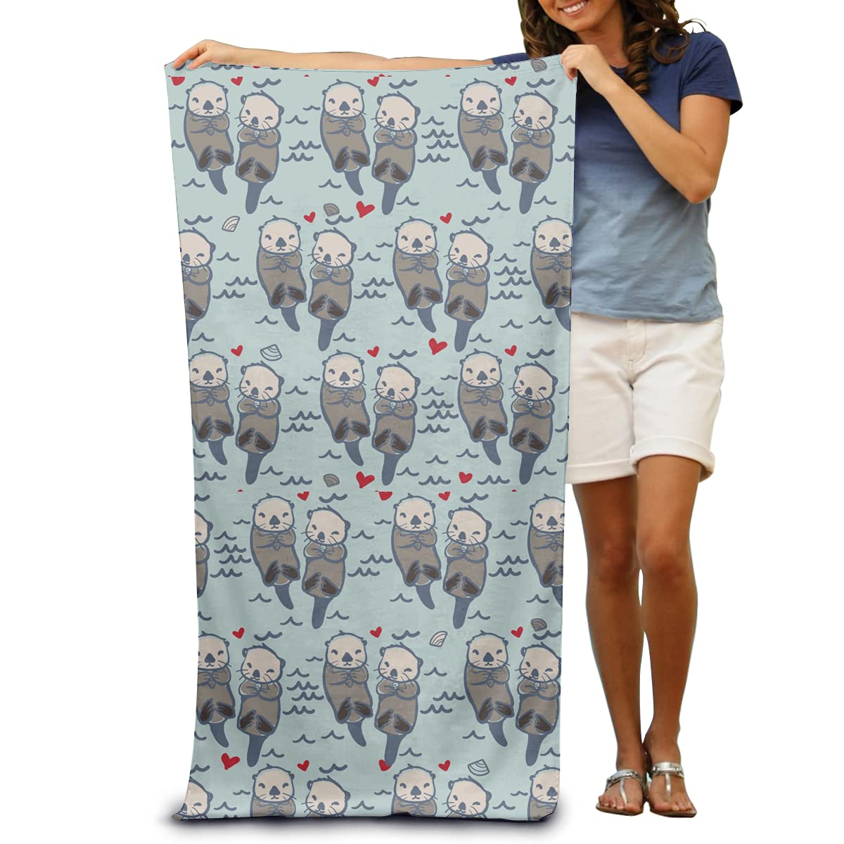 River Otters Large Beach Blanket Towel Ultra Soft Highly Absorbent Quick Dry Towel Bath and Shower Towel Oversized 52"" X 32"" Inch