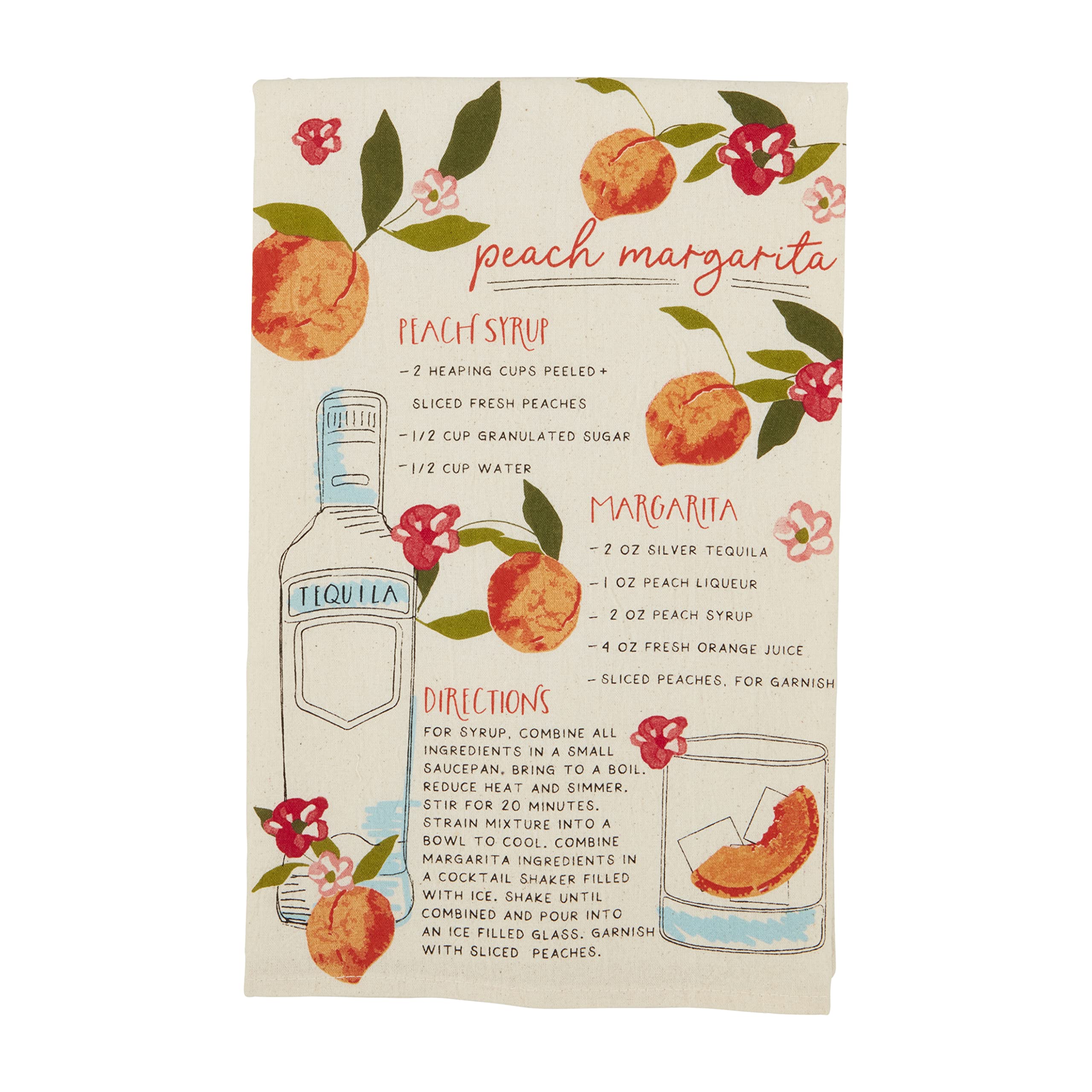 Mud Pie Peach Drink Recipe Towels, 26" x 16 1/2"