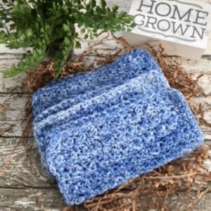 Handmade Cotton Kitchen Dish Cloths Blues Blue Set of 3 Eco Friendly Wash Cloths Reusable Dishcloths