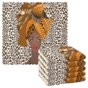 alaza dish towels kitchen cleaning cloths african american woman leopard dish cloths super absorbent kitchen towels lint free bar tea soft towel kitchen accessories set of 6,11"x11"