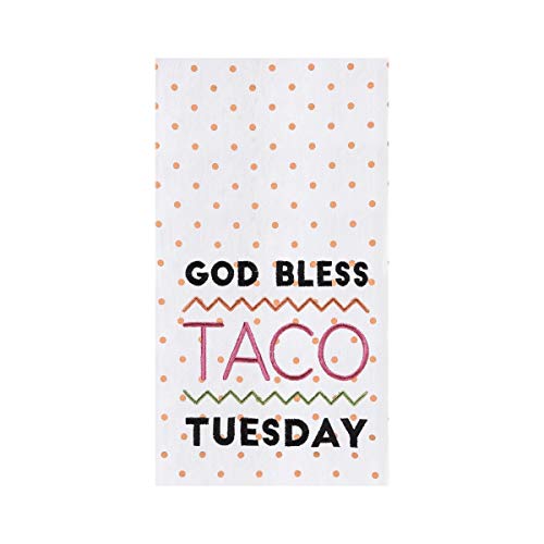 Taco Tuesday Flour Sack Kitchen Dish Towel Cotton Orange Polka Dots