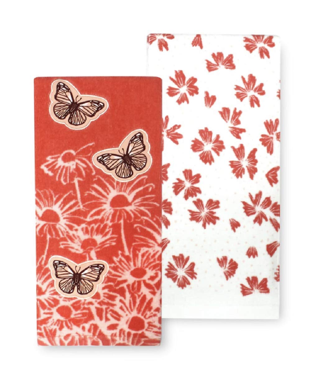 Celebrate Spring Together Kitchen Towel 2-pk 16.5" X 26" (Butterflies Pink)