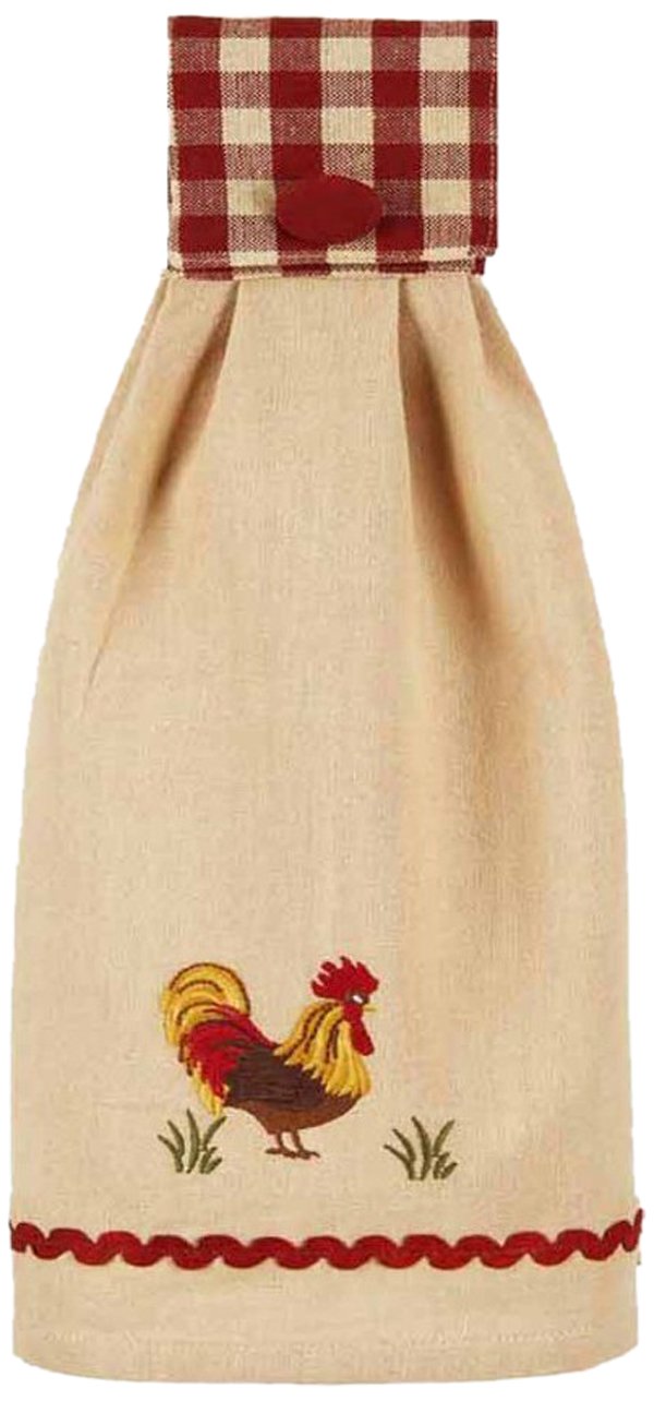 Home Collection by Raghu Rooster Barn and Nutmeg Towel, 16.5 x 18.5", Red Set of 2,TTRE0023