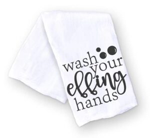 handmade funny bathroom towel - 100% cotton funny flour sack wash your hands towel for bath - 28x28 inch hostess housewarming christmas mother’s day birthday gift (wash your effing hands)