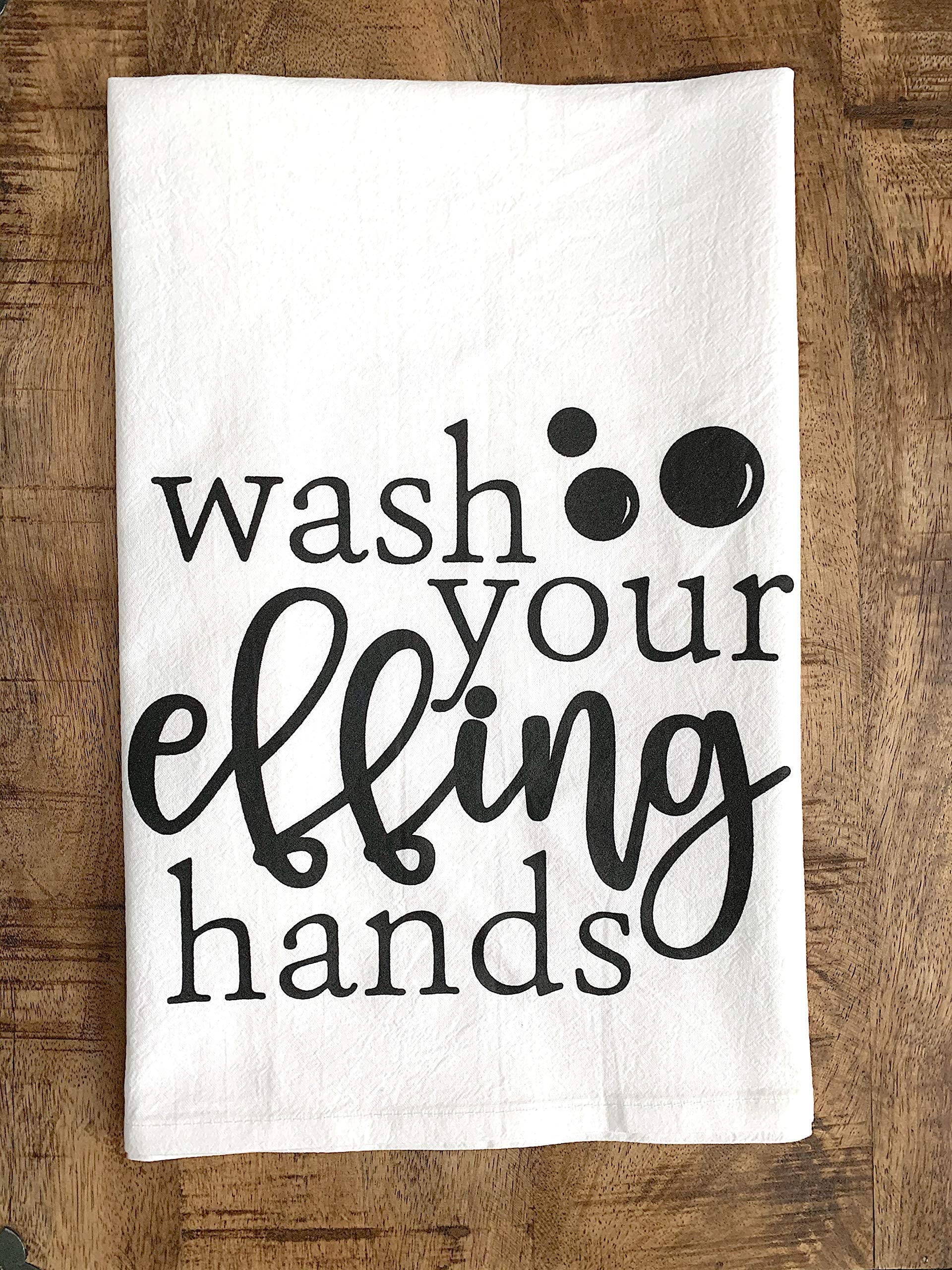 Handmade Funny Bathroom Towel - 100% Cotton Funny Flour Sack Wash Your Hands Towel for Bath - 28x28 Inch Hostess Housewarming Christmas Mother’s Day Birthday Gift (Wash Your Effing Hands)