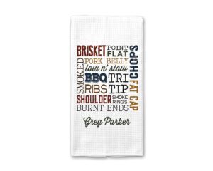 canary road custom waffle weave dish towel | personalized kitchen towel | men grilling gift | wedding gift | personalized dish towel | barbecue gift | mens kitchen gift