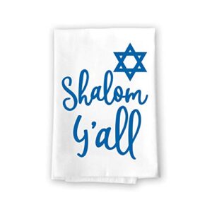 honey dew gifts, shalom y'all, flour sack towels, funny jewish gifts, holiday dish towel, jewish decor, hanukkah decor, jewish hand towels, star of david, 27 x 27 inch, made in usa