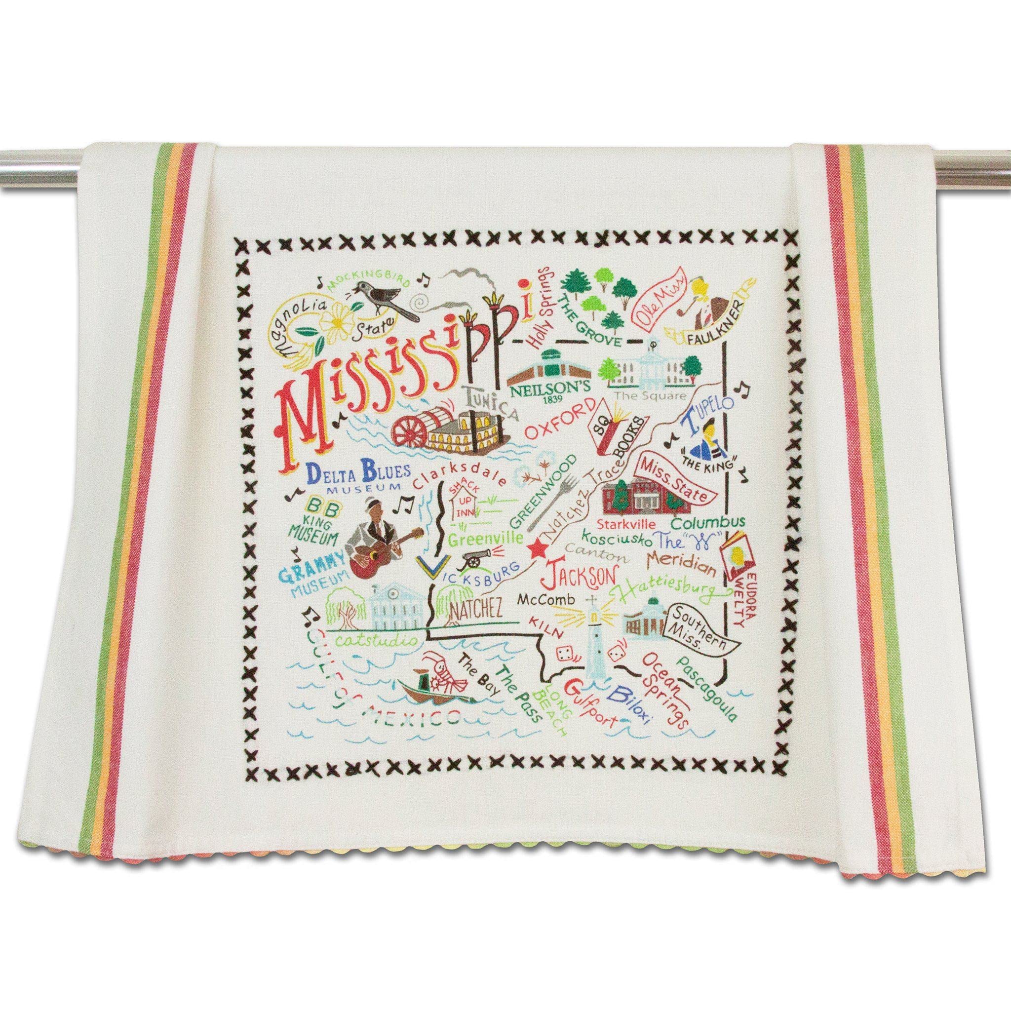 Catstudio Mississippi Dish Towel - U.S. State Souvenir Kitchen and Hand Towel with Original Artwork - Perfect Tea Towel for Mississippi Lovers, Travel Souvenir