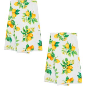 kitchen towels - citrus linen set (2 pc) add a splash of country color with this farmhouse towel set - lemon decor for the kitchen - kitchen decor