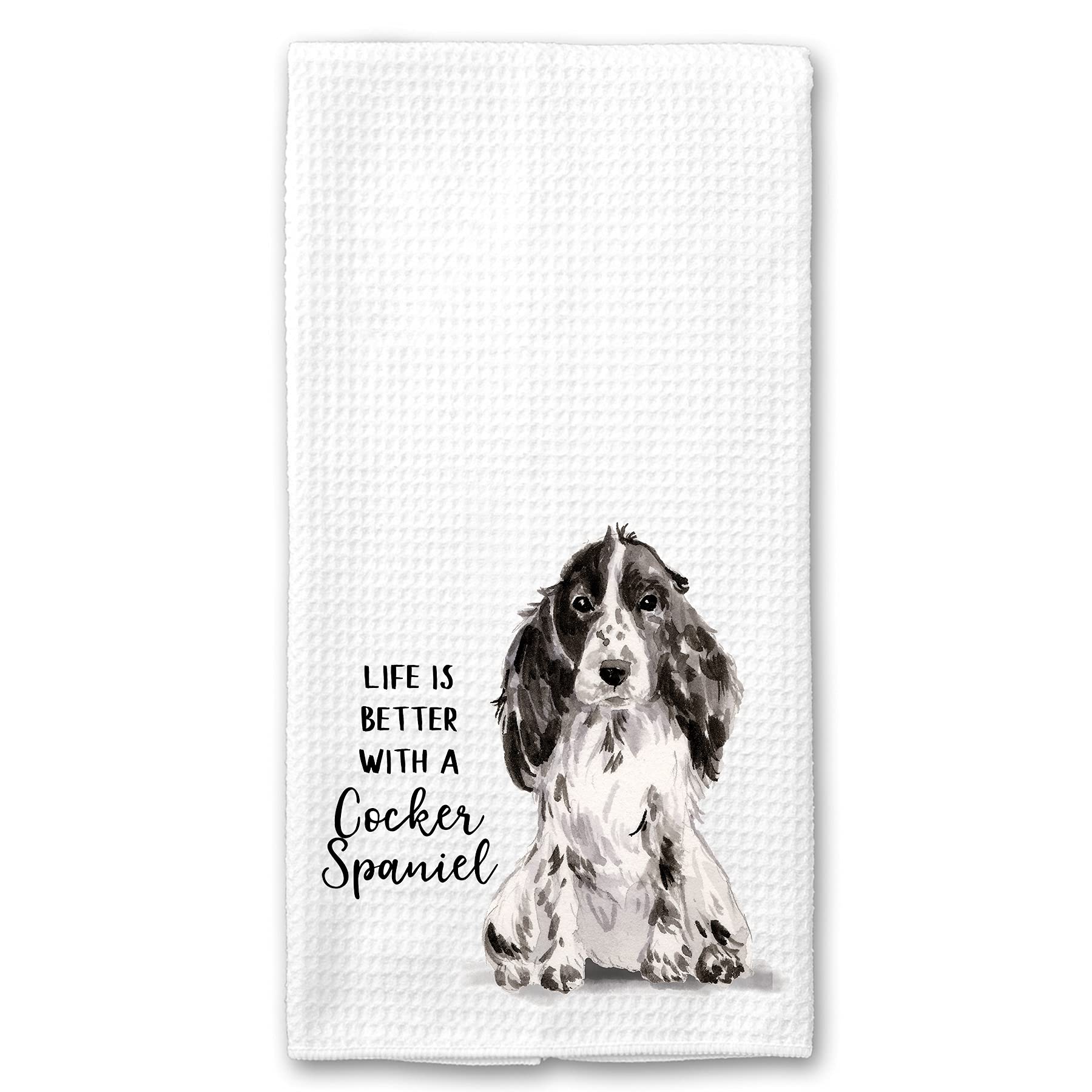 Watercolor Life is Better with a Cocker Spaniel Microfiber Kitchen Tea Bar Towel Gift for Animal Dog Lover