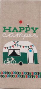 kay dee desi camping happy camper chambray tea towel small