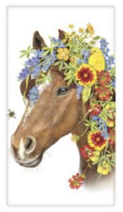 mary lake thompson bt675 wildflower horse flour sack towel 30 inches square screened design lower center only