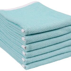 Reversible Terry Web Kitchen Towels | Set of 6 18 x 28 Inch Absorbent, Durable, Beautiful, and Luxuriously Soft Kitchen Towels | Perfect for Kitchen Spills, Cleaning, and Drying Your Hands - Aqua