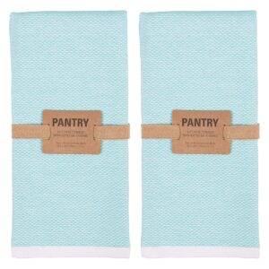 Reversible Terry Web Kitchen Towels | Set of 6 18 x 28 Inch Absorbent, Durable, Beautiful, and Luxuriously Soft Kitchen Towels | Perfect for Kitchen Spills, Cleaning, and Drying Your Hands - Aqua