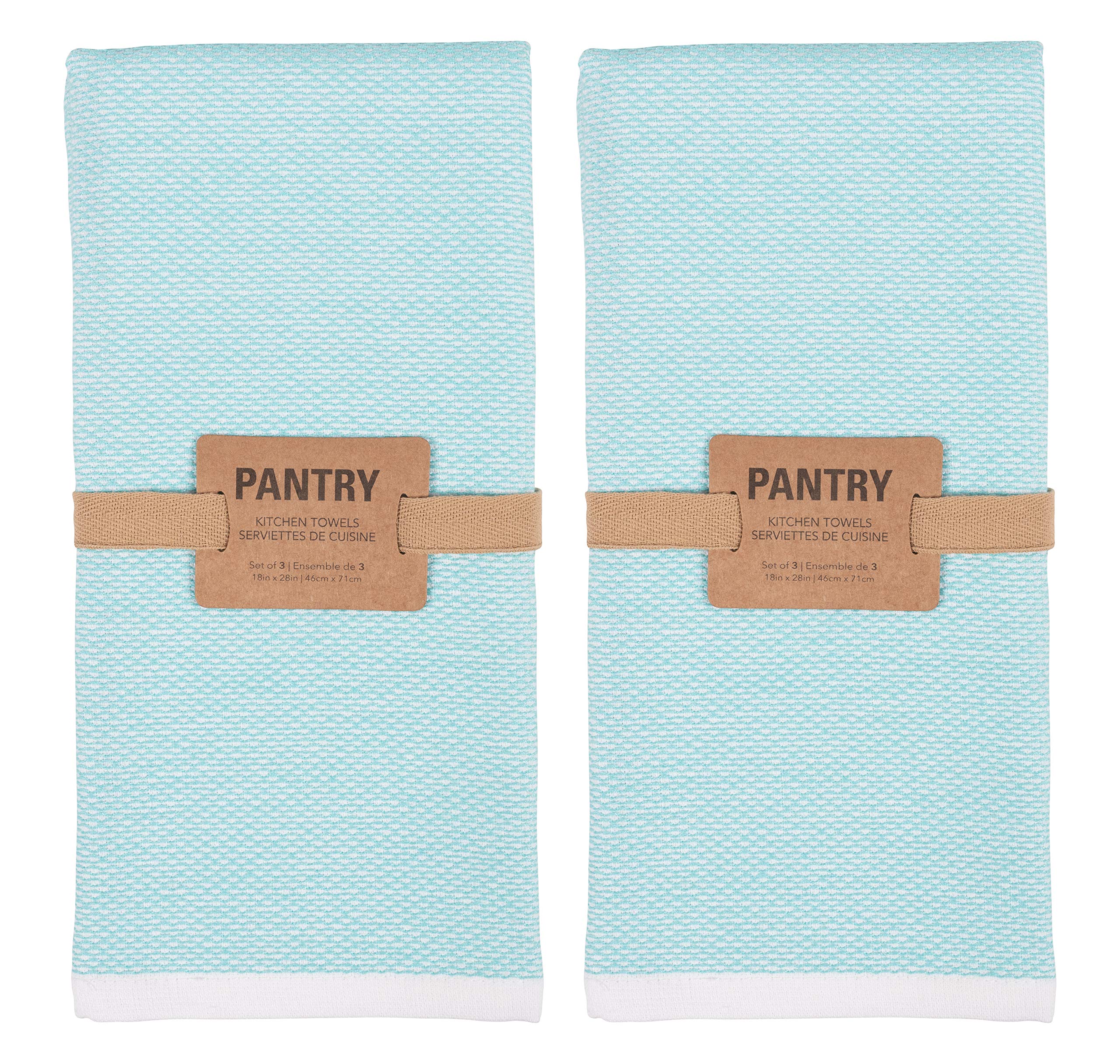 Reversible Terry Web Kitchen Towels | Set of 6 18 x 28 Inch Absorbent, Durable, Beautiful, and Luxuriously Soft Kitchen Towels | Perfect for Kitchen Spills, Cleaning, and Drying Your Hands - Aqua