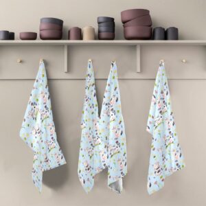 sletend Kitchen Towels or Tea Towels Cow Animal Cartoon 28x18in Polyester Material Dish Towels or Dishcloths with Hanging Loop, Set of 1 Hand Towel for Dining Table Kitchen.