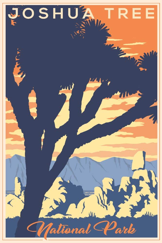 Lantern Press Joshua Tree National Park, California, Lithograph (12x18 Art Print, Travel Poster Wall Decor)