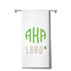 levlo sorority kitchen towel sorority sisters gift pink and green sorority tea towels sorority housewarming gift (a k sorority towel)