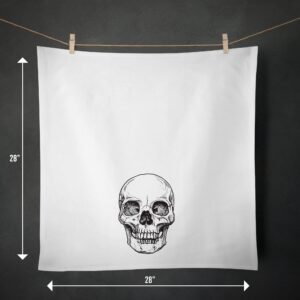 RubiaRojo Skull Halloween Kitchen Towel - Scary Flour Sack Dishcloth - White Hand Towel