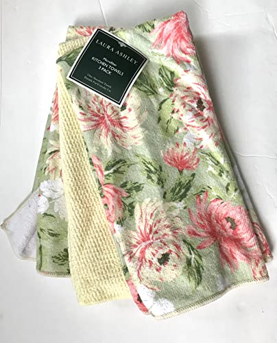 Laura Ashley 3 Pack Microfiber Kitchen Towels Blossom Floral