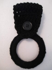 crocheted hanging dish towel holder - black