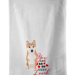 Caroline's Treasures WDK4031WTKT Shiba Inu Red #1 so Loved White Kitchen Towel Set of 2 Dish Towels Decorative Bathroom Hand Towel for Hand, Face, Hair, Yoga, Tea, Dishcloth, 19 X 25, White