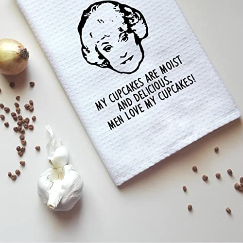 Funny Golden TV Show Inspired Saying Men Loves My Cupcakes Blanche Quotes Kitchen Towel Dish Towel (My Cupcakes Towel)