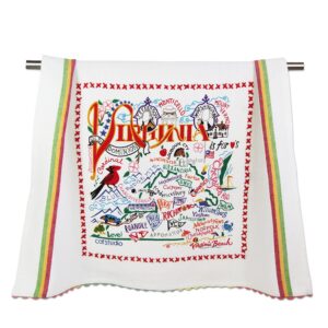 catstudio virginia dish towel - u.s. state souvenir kitchen and hand towel with original artwork - perfect tea towel for virginia lovers, travel souvenir