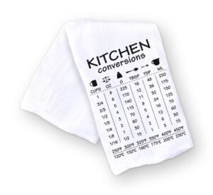 handmade funny kitchen towel - 100% cotton handy dish towel with common kitchen conversions - 28x28 inch perfect for chef baker housewarming christmas mother's day birthday gift (kitchen conversion)