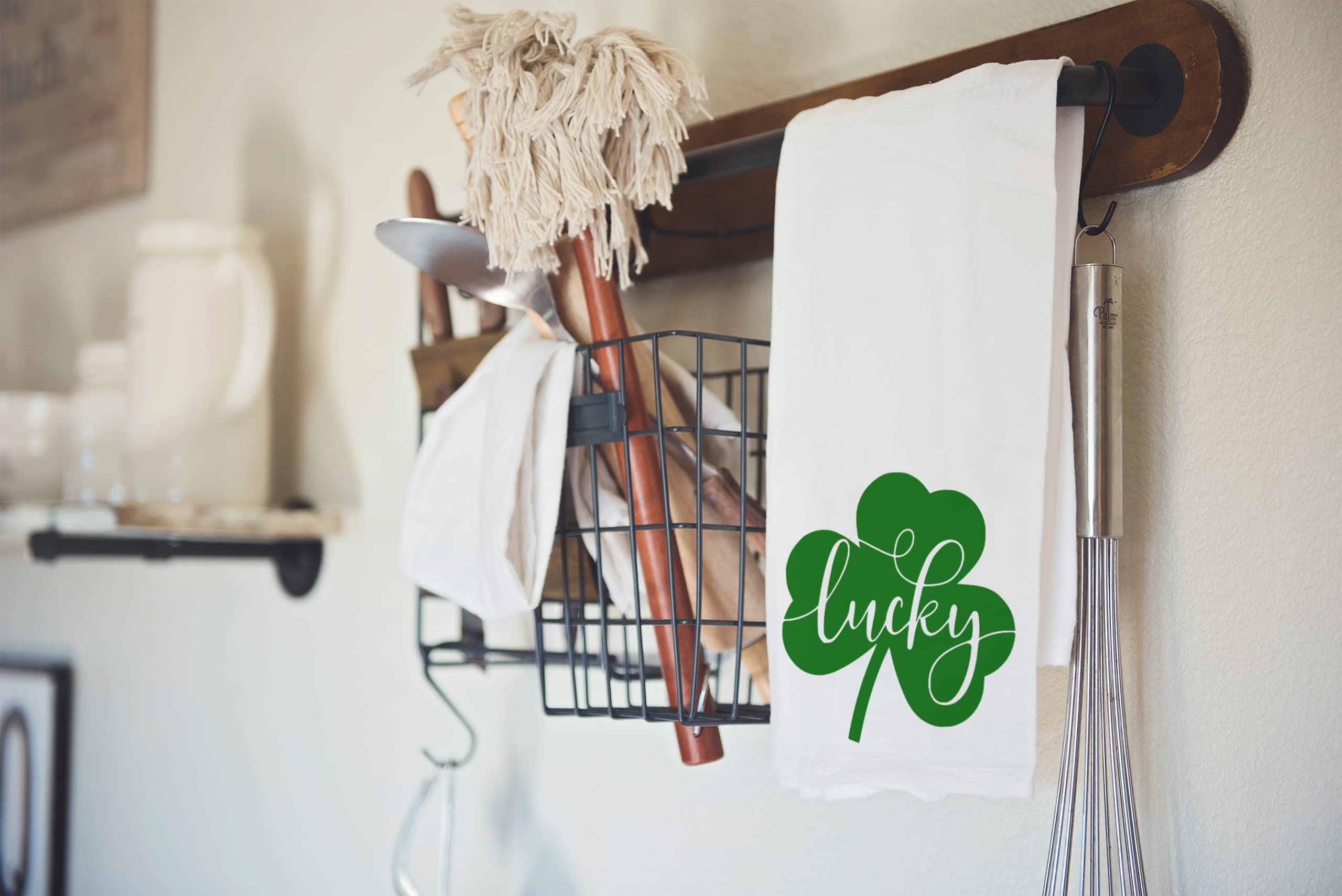 Handmade St Patricks Day Kitchen Towels - Luck of the Irish - 100% Cotton St Patricks Day Dish Towels for Kitchen-Bathroom - 28x29 Inch Perfect Housewarming Gifts for Seasonal-Irish Home Decorations