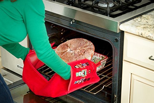 Campanelli's Cooking Buddy Pot Holder - Professional Grade All-in-One Non-Slip Silicone Potholder, Hand Towel, Lid Grip, and Trivet - Heat Resistant up to 500ºF - As Seen On QVC (Christmas Poinsetta)