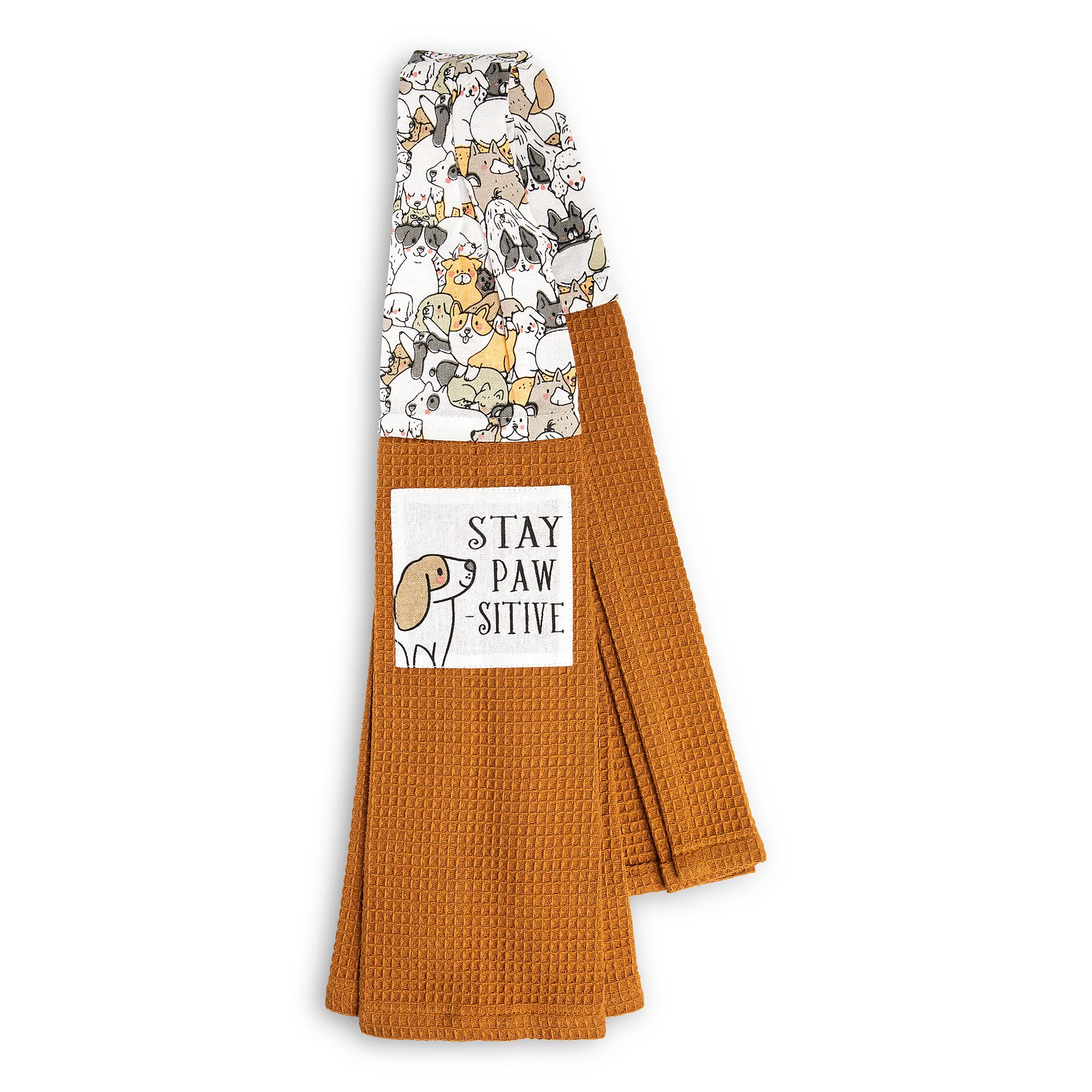 DEMDACO Stay Paw-Sitive Dog Orange 69 inch Cotton Fashion Kitchen Boa