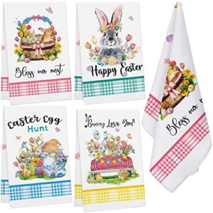 4 pack easter kitchen towels easter hand towels decorative bunny eggs rabbit towels easter dish towels for cooking baking drying washing dishes