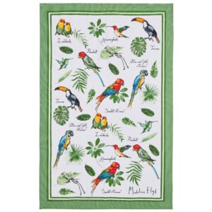 madeleine floyd ulster weaver mf tropical birds cotton tea towel, multi