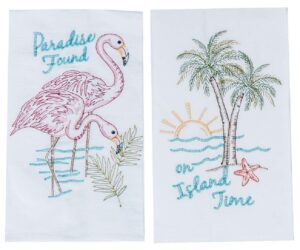 kay dee designs 2 piece flamingo kitchen bundle of 2 embroidered flour sack towels