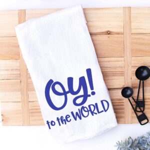 Funny Jewish Holiday Kitchen Towel Set, Jewish Puns, Oy to the World and Happy Challah Days Towel Set, Hostess and Housewarming Gift for Jewish Holiday (Oy to the World & Happy Challah Days)