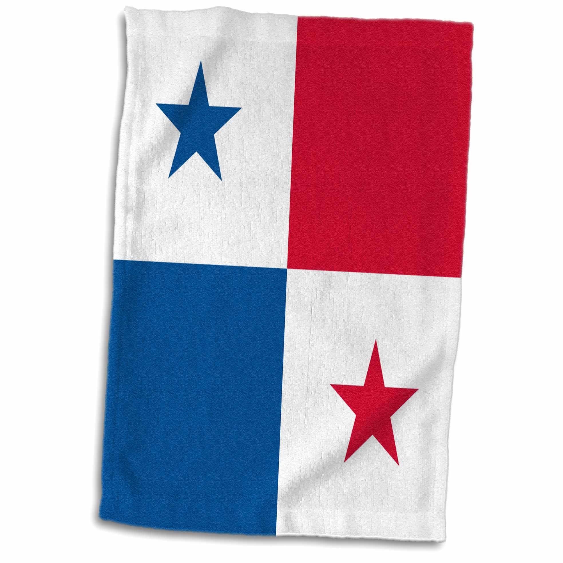 3D Rose Flag of Panama-Central America-Panamanian Red White Blue Squares Stars-Country World Towel, 15" x 22", Multicolor