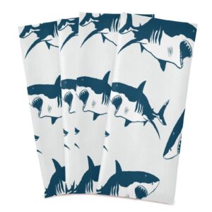 Kigai Cartoon Sharks Kitchen Towels 18x28 inch Ultra Soft Absorbent Quick Drying Kitchen Dish Towels Washable Cleaning Cloths Hand Towels Tea and Bar Towels, 1 Pack