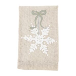 mud pie white painted towel, snowflake, small