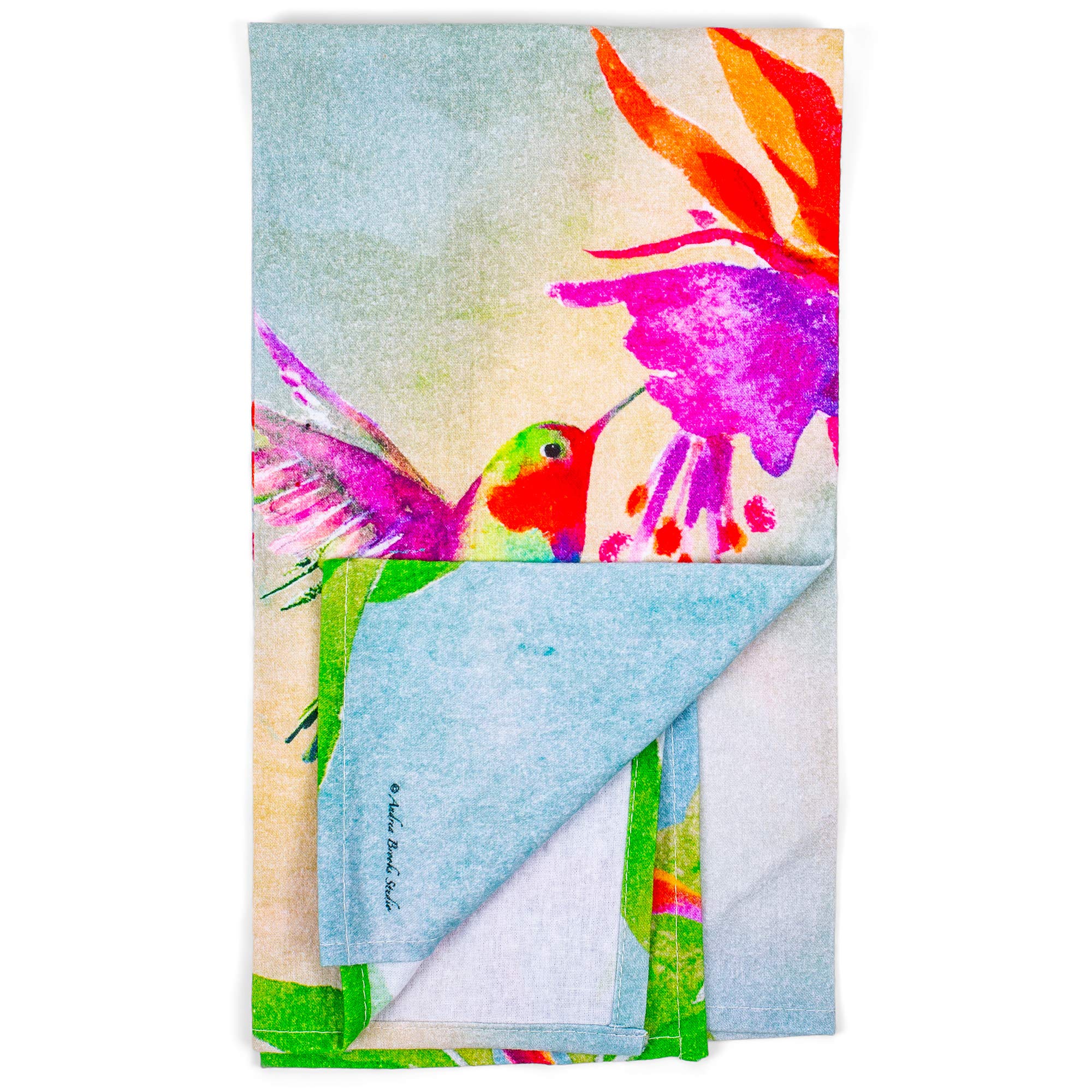 C&F 84265328 Red Hummingbirds Flour Sack Dishtowel