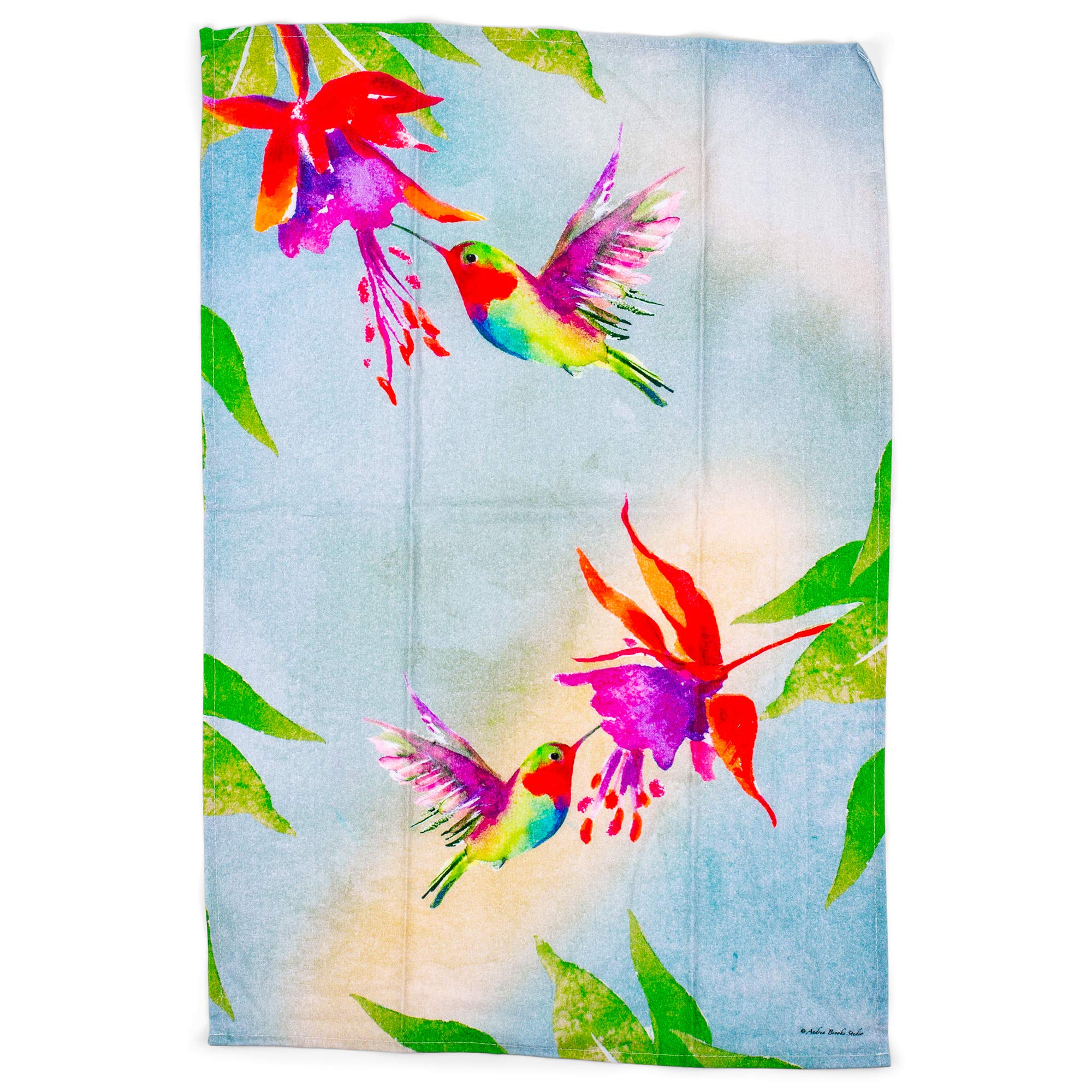 C&F 84265328 Red Hummingbirds Flour Sack Dishtowel