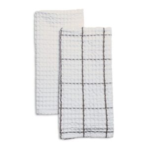 sur la table washed waffle kitchen towels, set of 2, white