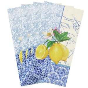 4 pack dish towel for kitchen,absorbent dishes cloth summer farmhouse yellow lemons soft hand towels for home cleaning quick drying bathroom cloths terry abstract porcelain tile