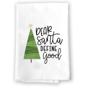 christmas decor | decorative kitchen and bath hand towels | define good | xmas winter novelty | white towel home holiday decorations | gift present (define good watercolor)