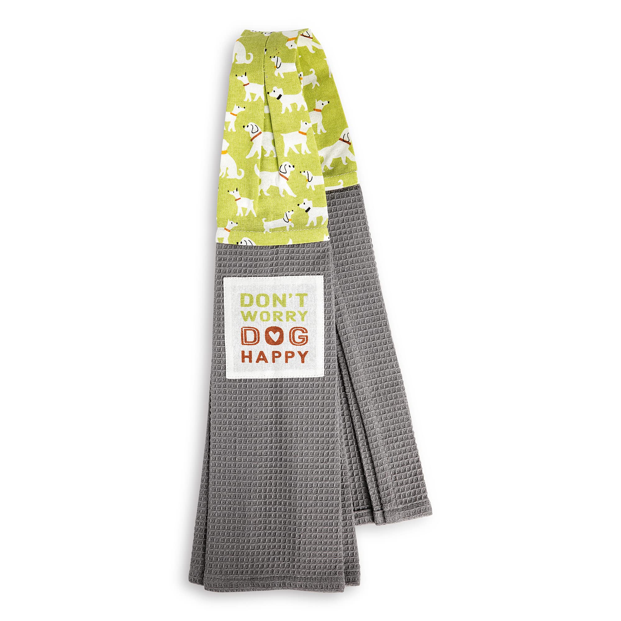 DEMDACO Don't Worry Dog Happy Lime Green 69 inch Cotton Fashion Kitchen Boa