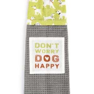 DEMDACO Don't Worry Dog Happy Lime Green 69 inch Cotton Fashion Kitchen Boa