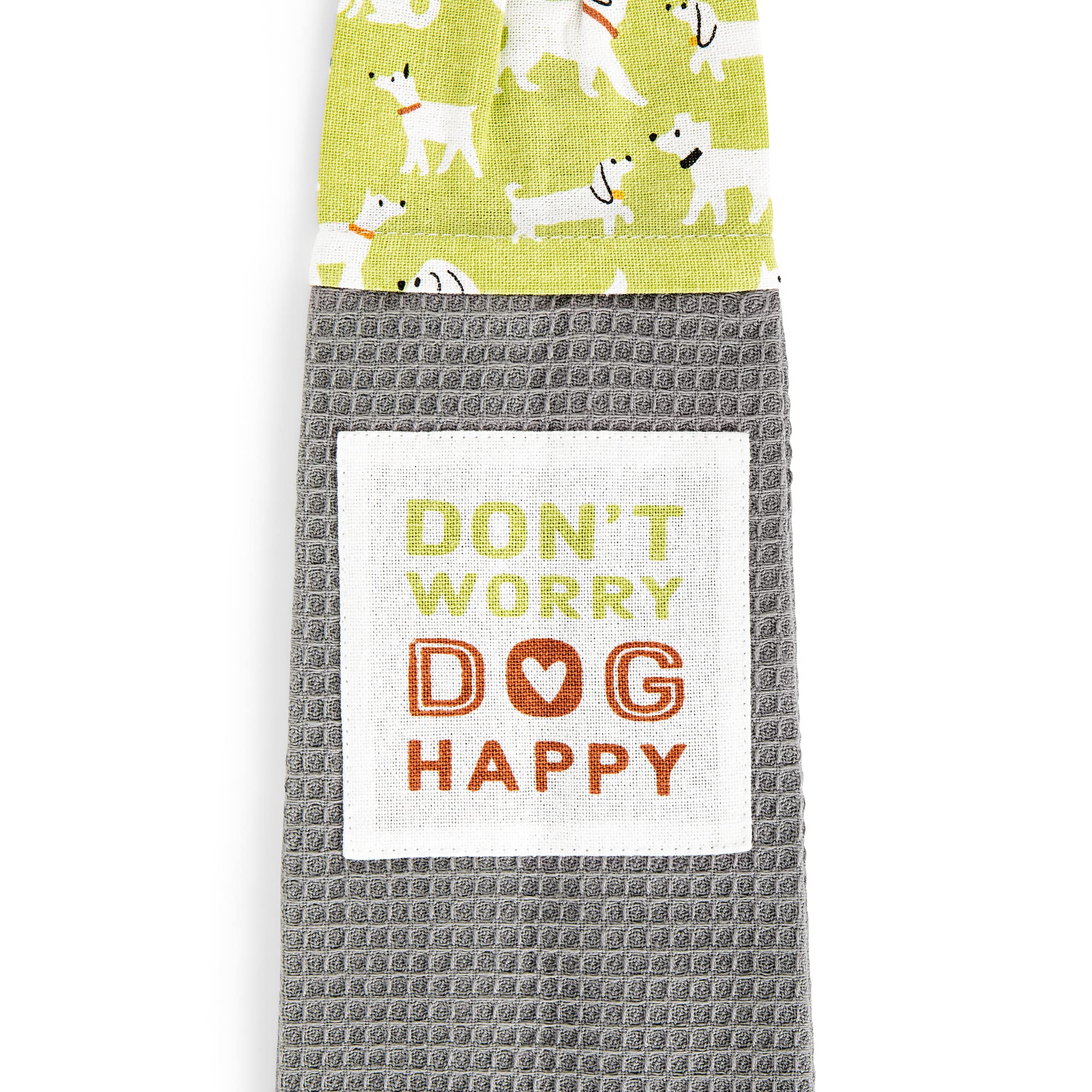 DEMDACO Don't Worry Dog Happy Lime Green 69 inch Cotton Fashion Kitchen Boa