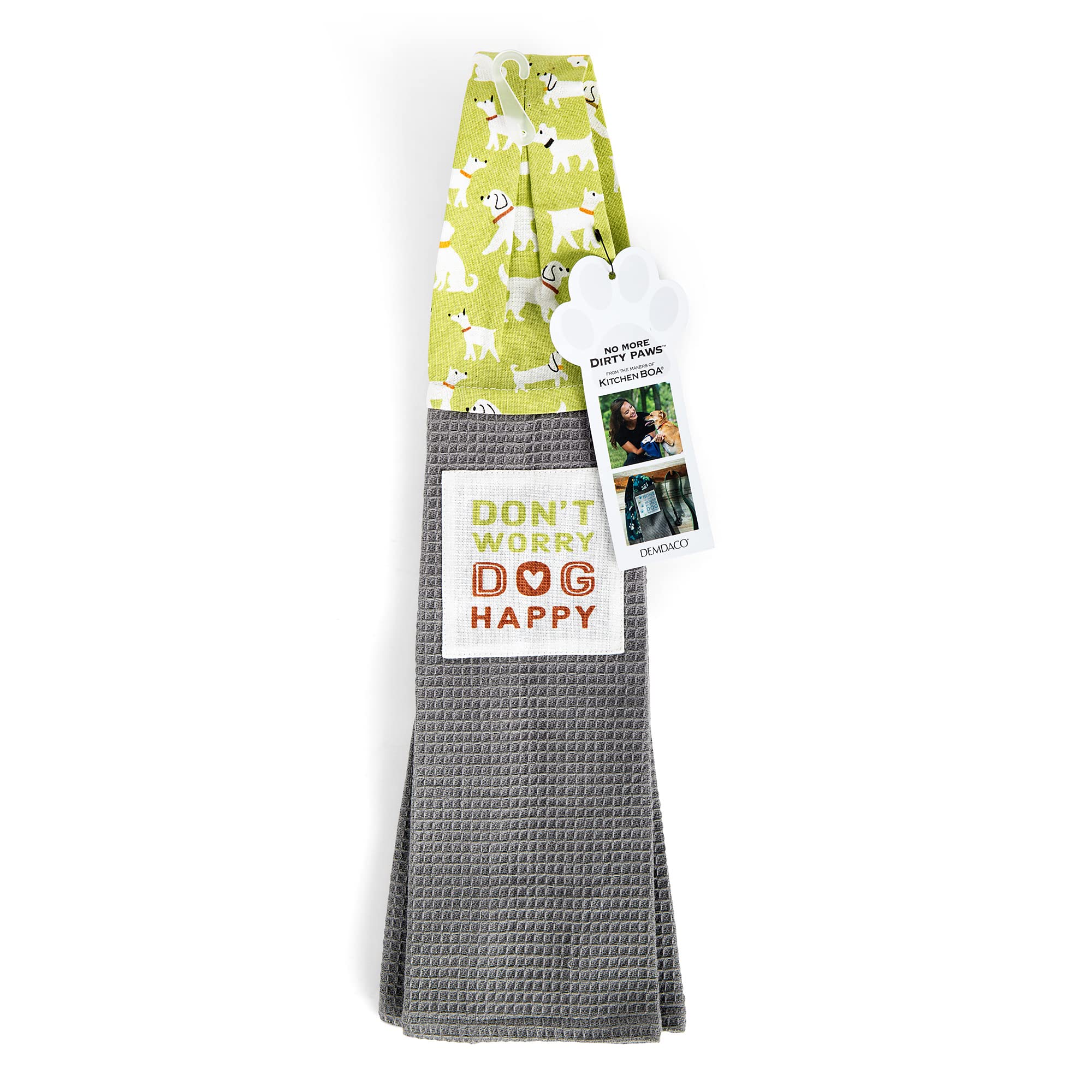 DEMDACO Don't Worry Dog Happy Lime Green 69 inch Cotton Fashion Kitchen Boa