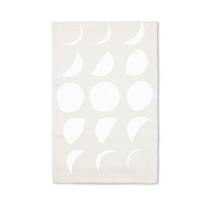 moon phase in white screen printed organic cotton tea towel